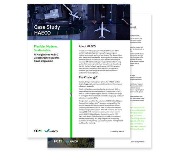 Case Study: FCM digitalises HAECO Global Engine Support’s travel programme